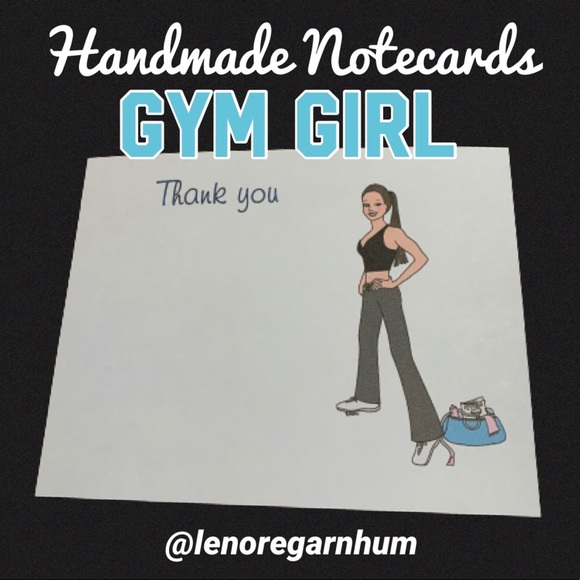 Hand Crafted | Office | Handmade Gym Girl Notecards My Illustration ...